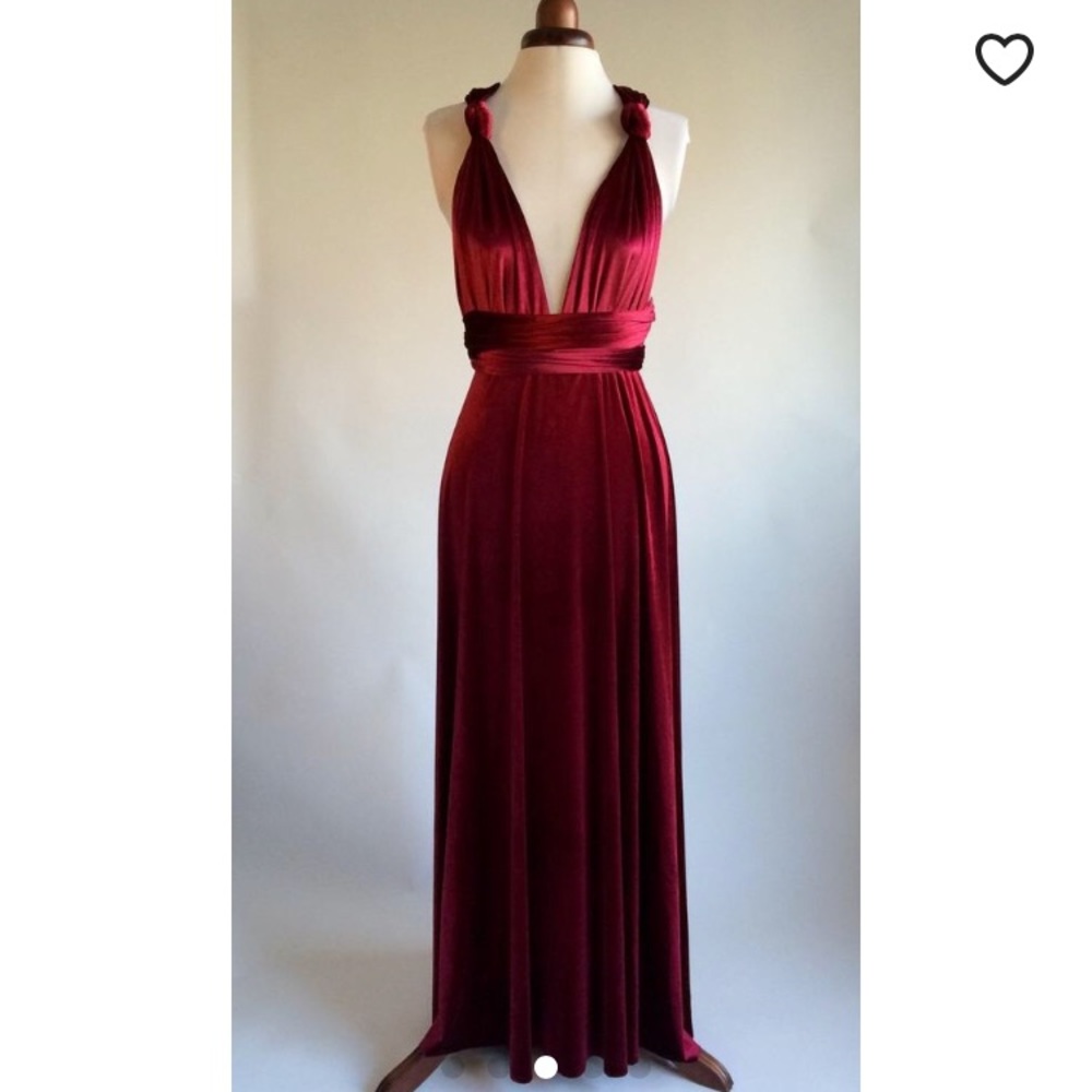 Long Velvet Burgundy Formal Infinity Dress - Gem